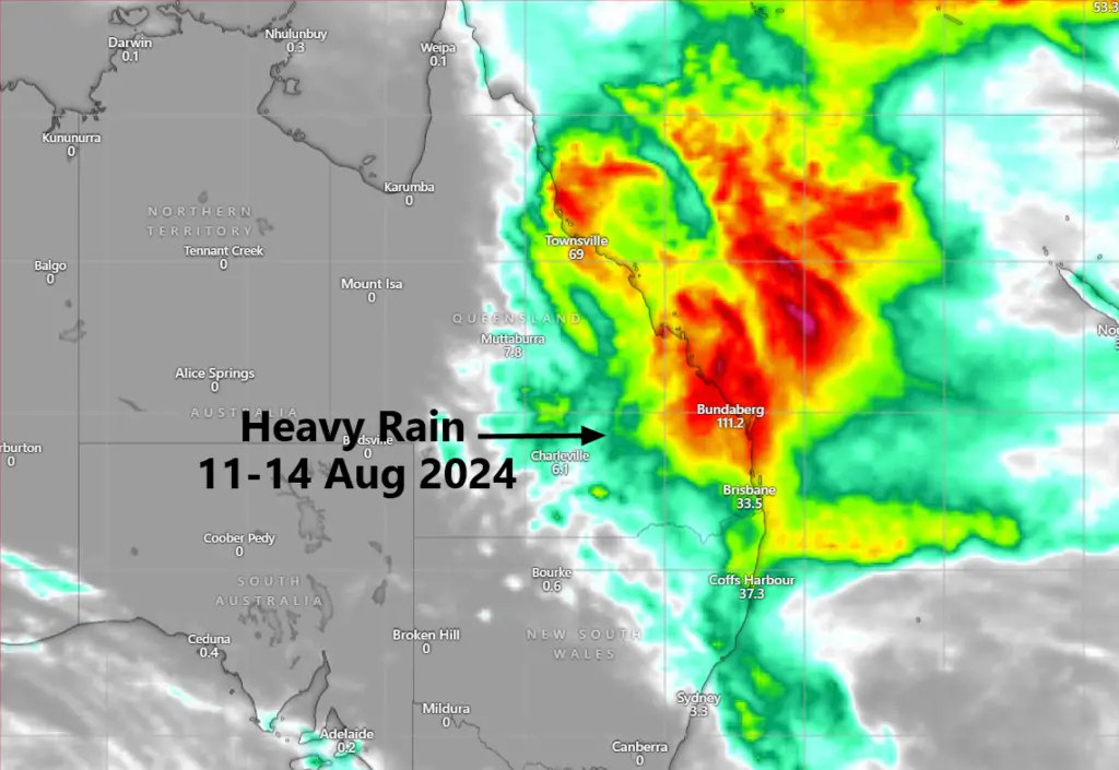Eastern Queensland Weather to have heavy rain within 7 days