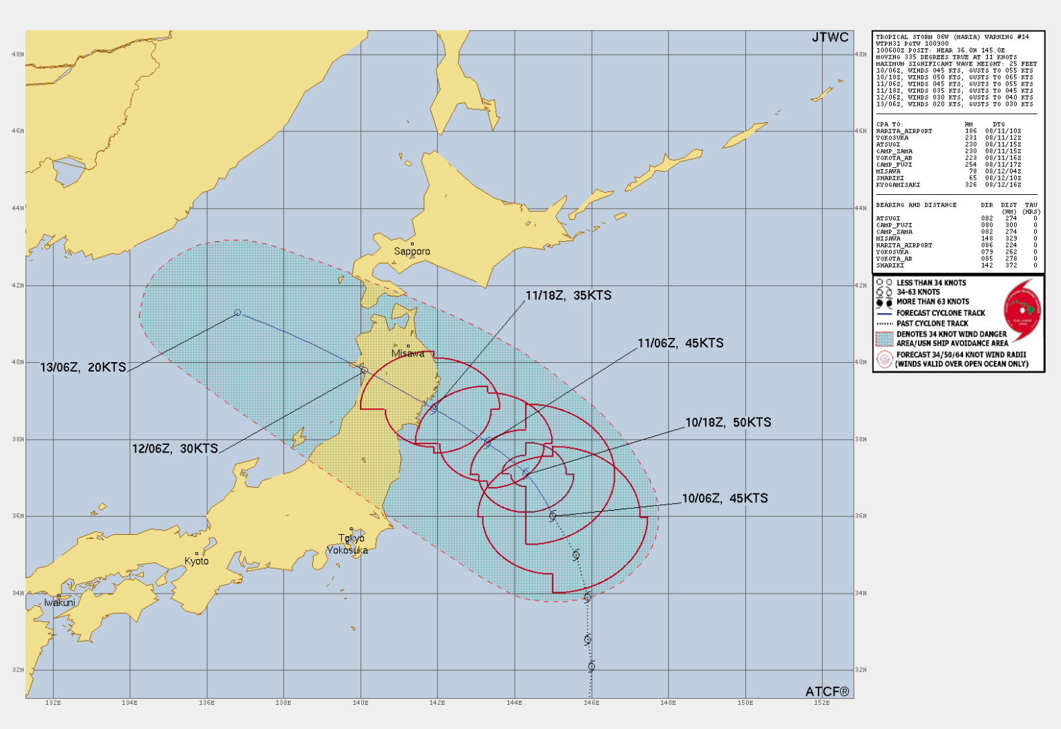 Ex Typhoon Maria Landfall is expected across NE Japan Monday