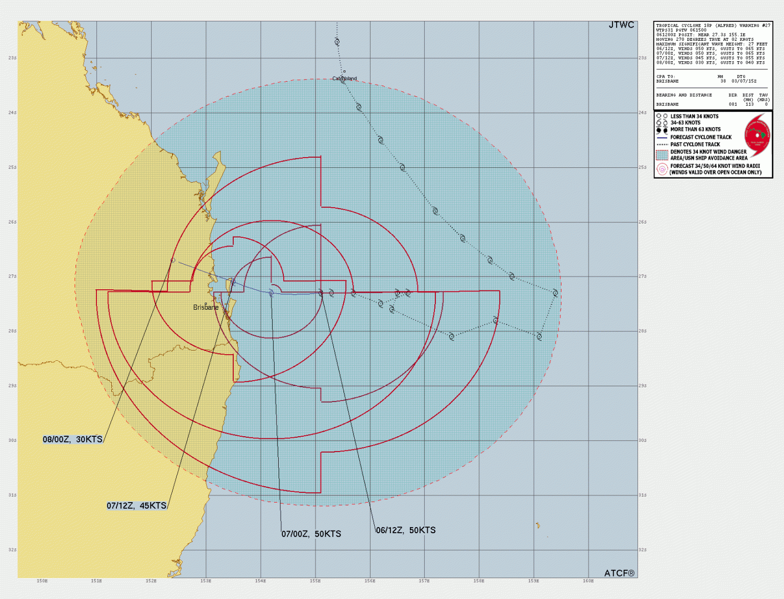 Cyclone Alfred Latest Forecast : Landfall Tonight near Brisbane, AU ...